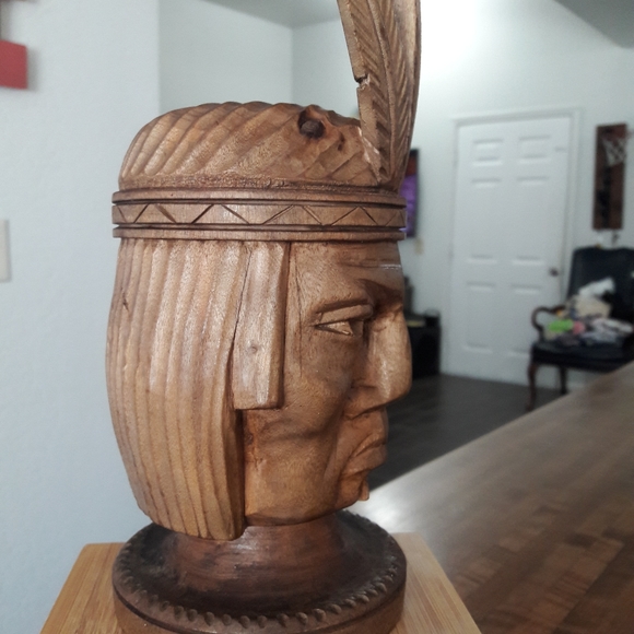 Vintage | Accents | Vtg Hand Carved Native American Indian Head | Poshmark
